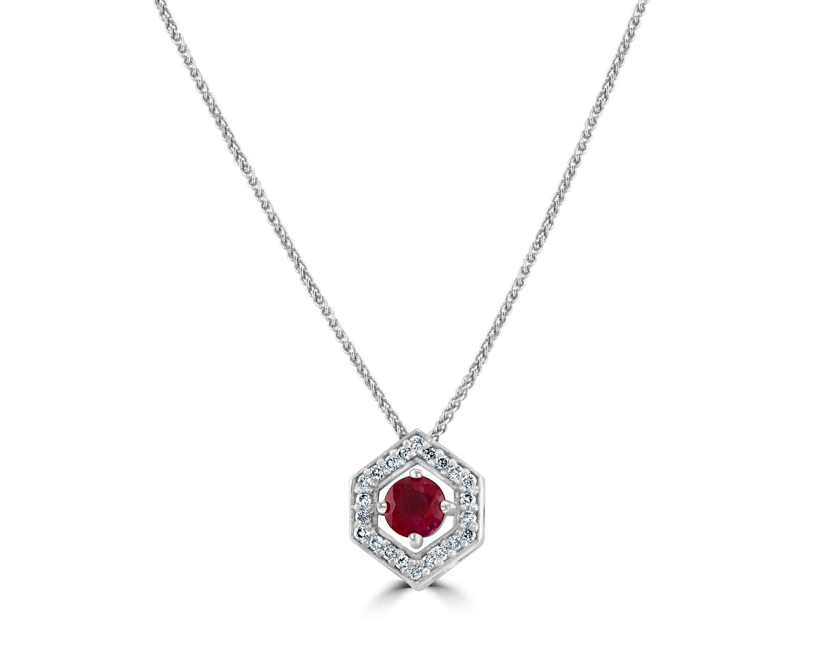 A Platinum Ruby and Diamond Pendant - Jonathan Lambert