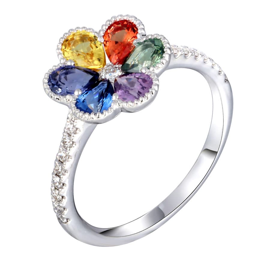 Jonathan Lambert Multi-Coloured Sapphire & Diamond Ring - Jonathan Lambert