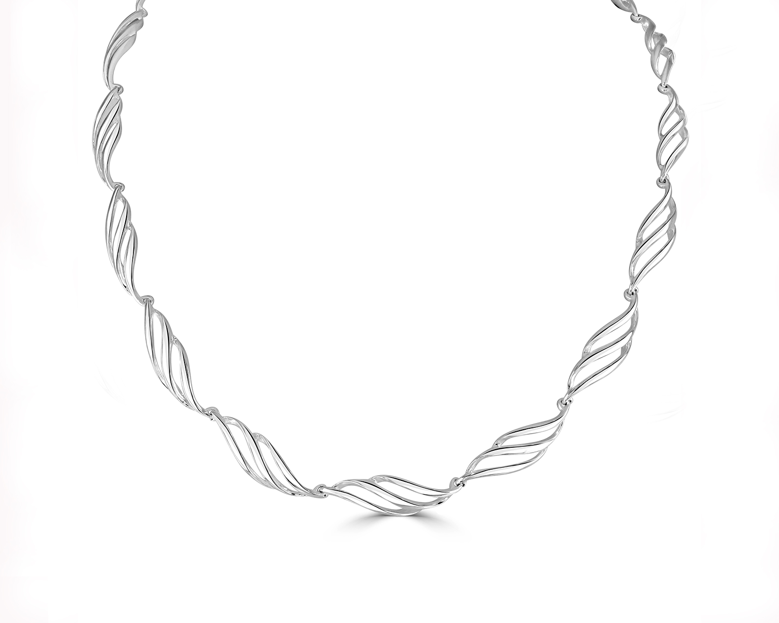 Silver spirals polished necklace - Jonathan Lambert